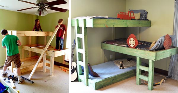 Trojposchodové postele pre deti | Kreatívne nápady na detské postele