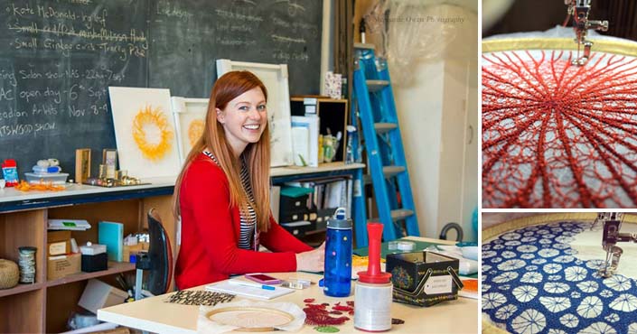 Vyšívané morské korály šijacím strojom | Meredith Woolnough