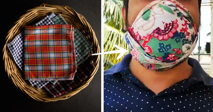 Ako vyrobiť ochranné rúško z látkovej vreckovky či šatky bez šitia | Návody